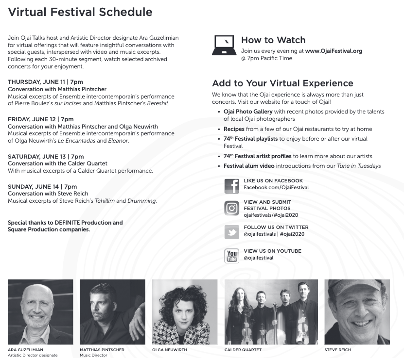 2020 Virtual Festival - Ojai Music Festival